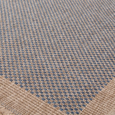 Nature Collection Indoor Outdoor Patio Garden Rug Blue Square Dots ...