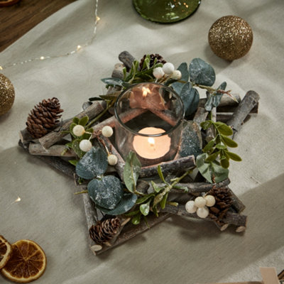 Nature Trail Star Tealight Xmas Table Decoration Centrepiece Christmas ...