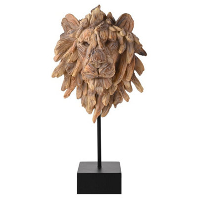 Naturecraft Resin Driftwood Collection Lion Head on a Stand