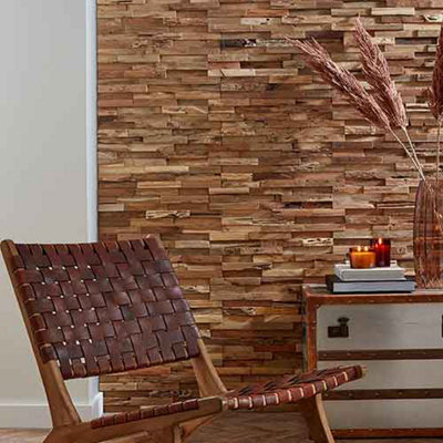 Naturewall Colorado Teak Panels | DIY at B&Q