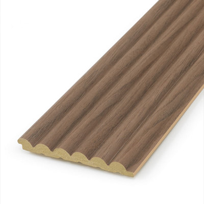 Naturewall Reeded Waterproof Walnut - 2.4m x 12cm - Pack of 3