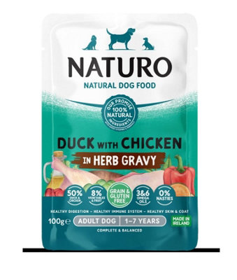 Naturo Pouch Adult GGF Duck with Chicken in Herb Gravy 100g - Pack of 12