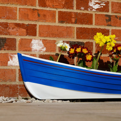 Nautical Blue Boat Wall Planter - Fibreglass Hanging Cobble Boat for ...