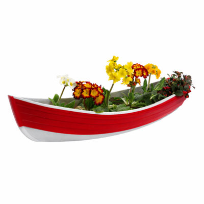 Nautical Red Boat Wall Planter - Fibreglass Hanging Cobble Boat for ...