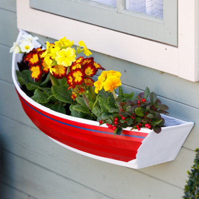 Nautical Red Boat Wall Planter - Fibreglass Hanging Cobble Boat for ...