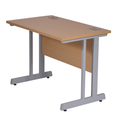 Nautilus Designs Computer Desk Oak Top Silver Frame Workstation with ...