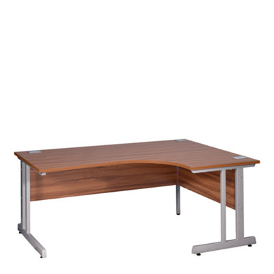 Nautilus Designs Computer Desk White Top Silver Frame Right-Hand ...