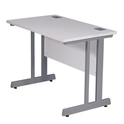 Nautilus Designs Computer Desk White Top Silver Frame Workstation with ...