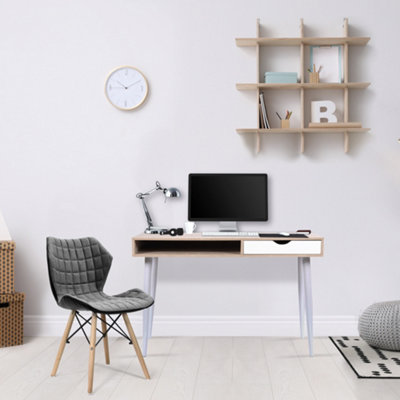 Nautilus Designs Oak Computer Desk with White Frame, Drawer & Open ...