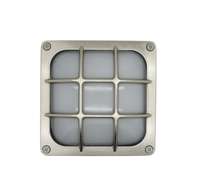 NAVIGATOR 09312 OUTDOOR IP64 1 LIGHT SQUARE BULKHEAD LIGHT IN A SATIN ...