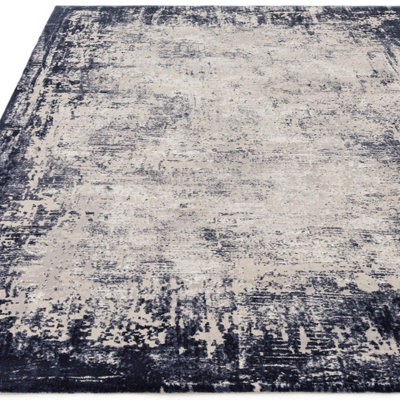 Navy Abstract Luxurious Modern Easy To Clean Rug For Dining Room ...