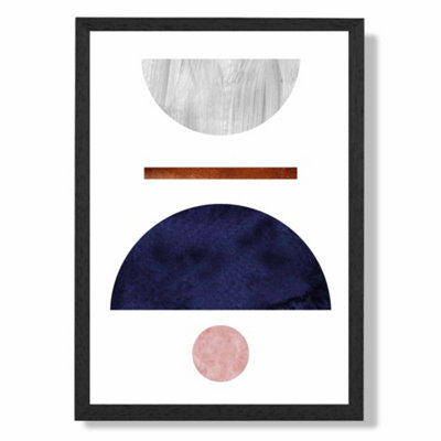 Navy Blue and Grey Semi Circles Mid Century Geometric Medium Poster ...