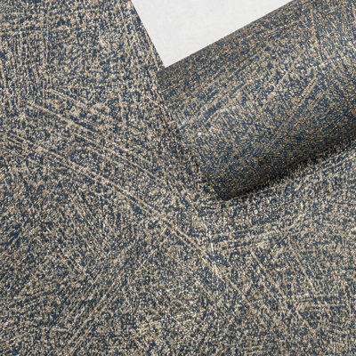 Navy Blue Gold Wallpaper Metallic Textured Gold Shimmer Paste The Wall ...