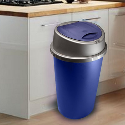 Navy Blue Kitchen Bin 45 Litre 45L Touch top bin for Home Garden Office ...