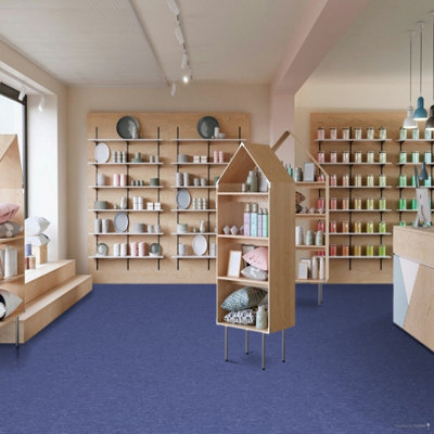 Navy Blue Slip-Resistant Tile Effect Contract Commercial Heavy-Duty ...