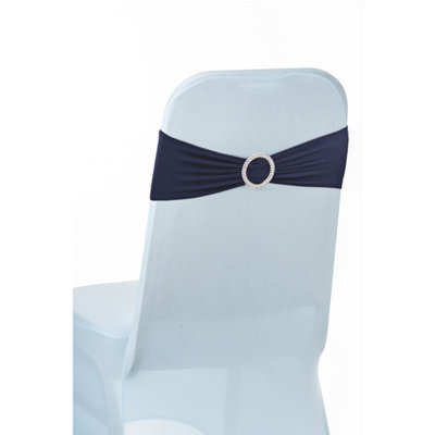 Navy Blue Spandex Chair Band with Slider Buckle Stretchy Chair Band ...