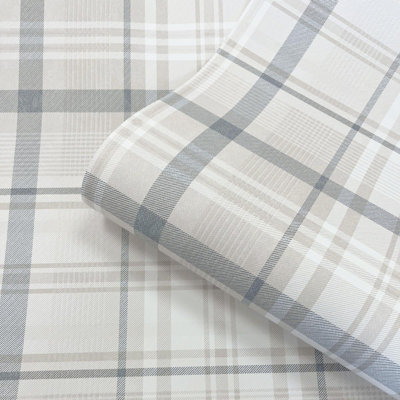 Navy Check Wallpaper Tartan Country Style Feature Wall Lounge Bedroom ...