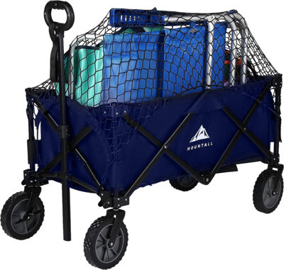 Navy Collapsible Portable Wagon Trolley Folding Wheeled Festival Cart ...