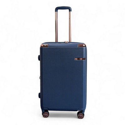Navy Expandable Hard Shell 8 Wheels Luggage Travel Medium Suitcase