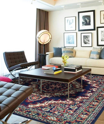 Navy Medallion Traditional Rug - Texas