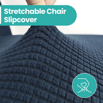 Navy Universal Dining Velvet Chair Cover, Pack of 1