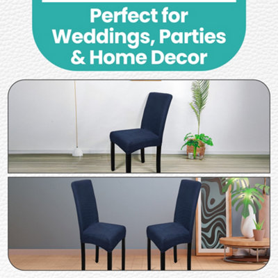 Navy Universal Dining Velvet Chair Cover, Pack of 1