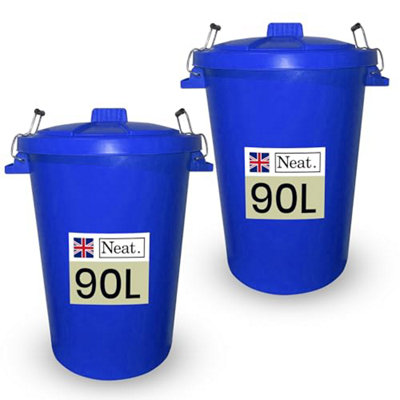 Neat. 90L Bin Coloured Large Plastic Bins, Heavy Duty- Dark Blue- Pack of 2