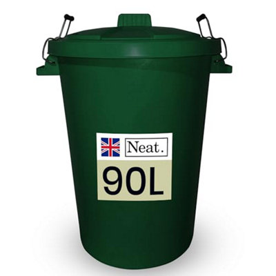 Neat. 90L Bin Coloured Large Plastic Bins, Heavy Duty- Dark Green- Pack ...