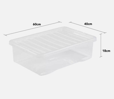 Neat. Plastics 32L Storage Box, Clear Base, Clear Lid - Organise Easily ...