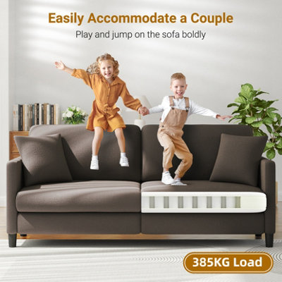 Neche 3 Seater 193cm Couch Teddy Velvet Sleeper Sofa with Extra Deep Seats Coffee