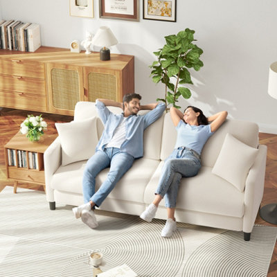 Neche 3 Seater 193cm Couch, Teddy Velvet Sleeper Sofa with Extra Deep ...