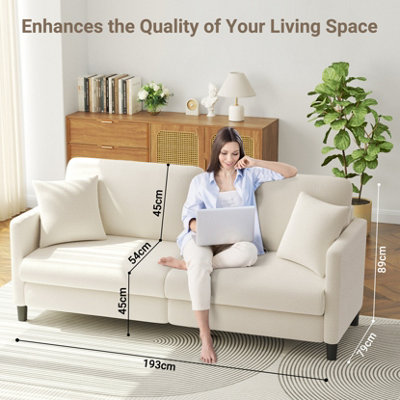 Neche 3 Seater 193cm Couch, Teddy Velvet Sleeper Sofa with Extra Deep ...