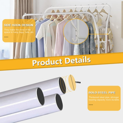 Neche Garment Rack Free standing Clothes Hanger - White