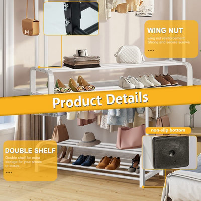 Neche Garment Rack Free standing Clothes Hanger - White