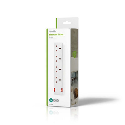 Nedis 1.5m Multi Socket UK Mains Extension, 4 Way Socket Extension Lead ...