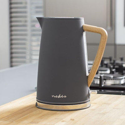 Nedis 1.7L Soft Touch Jug Kettle with Wood Effect Handle, Overheat ...