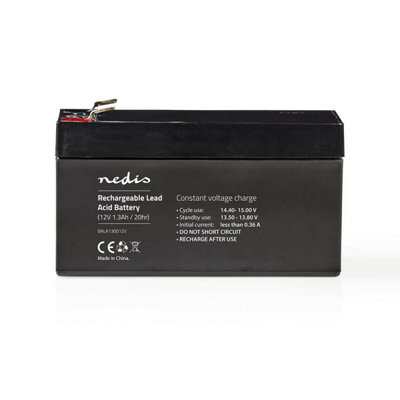 Nedis 12v 12 Volt 1.3Ah 1300mAh Sealed Rechargeable Lead Acid Battery ...