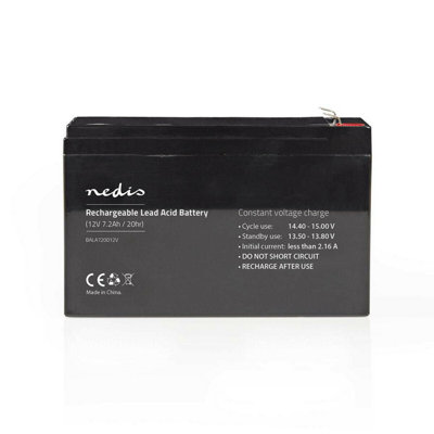 Nedis 12v 12 Volt 7.2Ah 7200mAh Sealed Lead Acid Battery Burglar Alarm ...