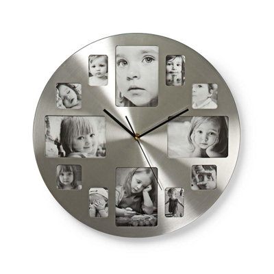 Nedis Family & Friends 40cm Photo Frame Wall Clock - 12 Multi Pictures ...