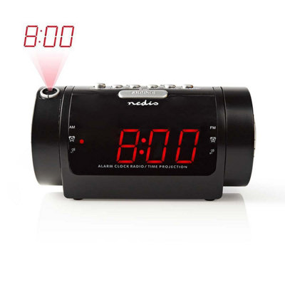 Nedis Retro Projection Digital Alarm Clock Radio, 0.9" LCD Display ...