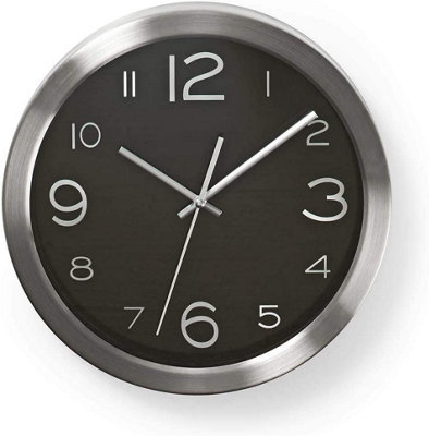 Nedis Retro Style Circular Wall Clock 30cm Black & Stainless Steel ...