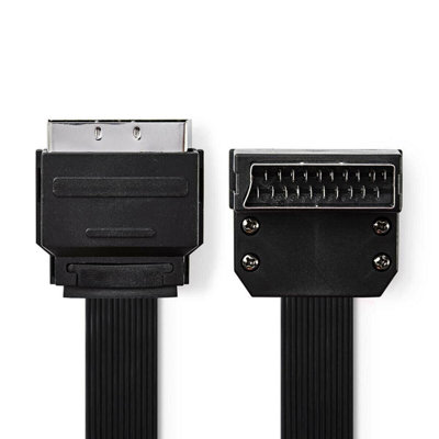 Nedis SCART Flat Cable SCART Male to SCART Male 90 degree Angled 2m Black