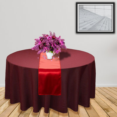 Neel Blue 11x 108 Inch Plain Satin Silk Table Runner, Red