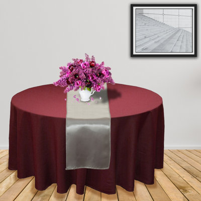Neel Blue 11x 108 Inch Plain Satin Silk Table Runner, Silver