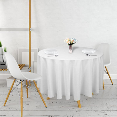 Neel Blue 120 Inch Round Spun Polyester Table Cloth, Water Resistant ...