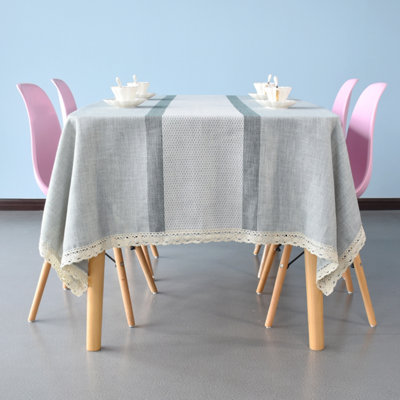 Neel Blue 55" x 70" Table Cloth, Stylish Polyester Linen Rectangle ...