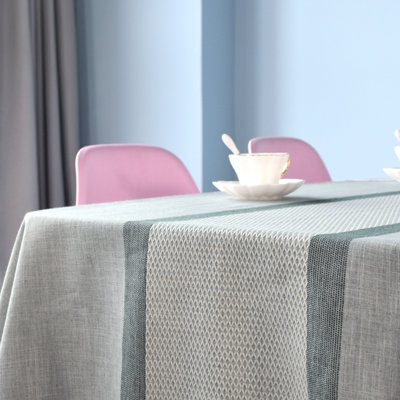 Neel Blue 55" x 86" Table Cloth, Stylish Polyester Linen Rectangle ...