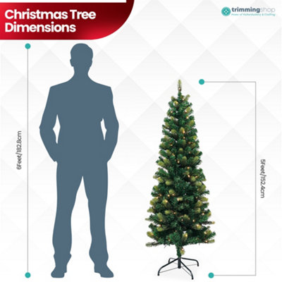 Neel Blue 5ft Yuletide Slim Pencil Christmas Tree, Xmas Tree