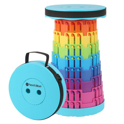 Neel Blue Foldable Telescopic Stool, Portable Collapsible Camping Stool ...