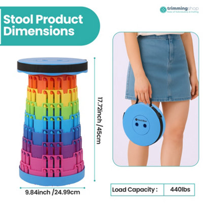 Neel Blue Foldable Telescopic Stool, Portable Collapsible Camping Stool ...